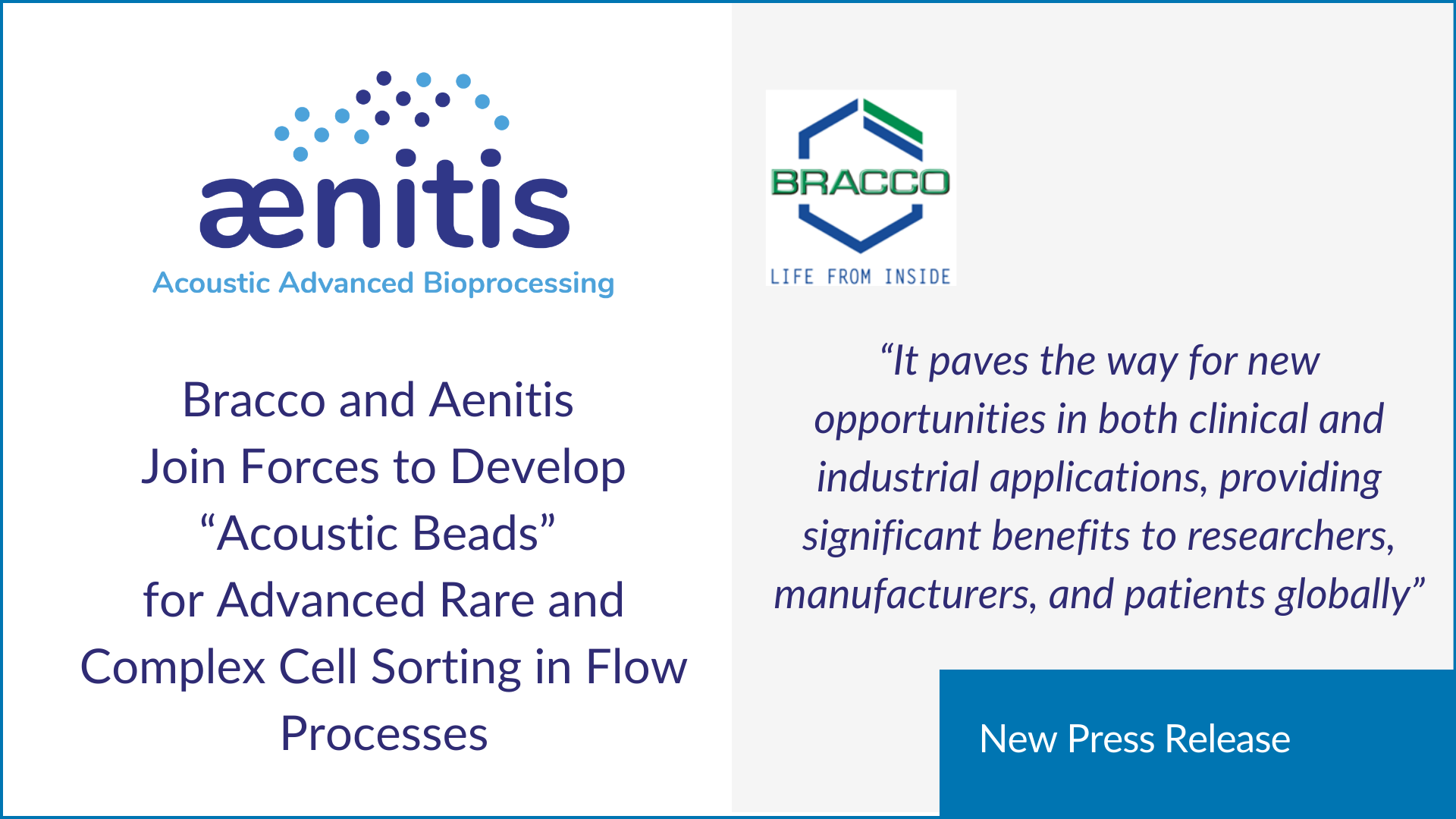 Bracco and Aenitis Join Forces to Develop “Acoustic Beads” for Advanced Rare and Complex Cell ...